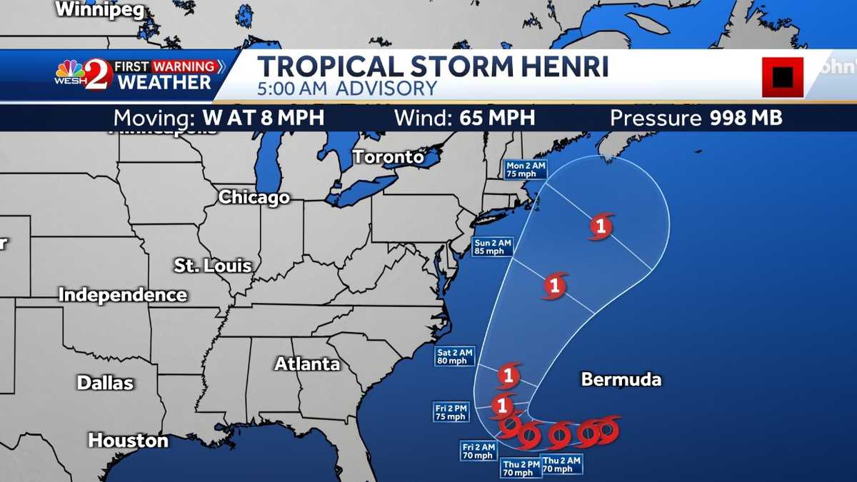 Tropical storm conditions are possible across Bermuda, NHC says