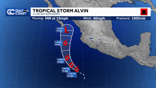 Tropical Storm Alvin forms in the eastern Pacific