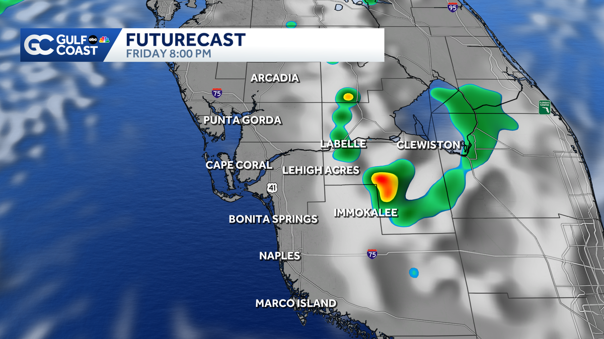 Spotty showers inland Friday evening for Southwest Florida