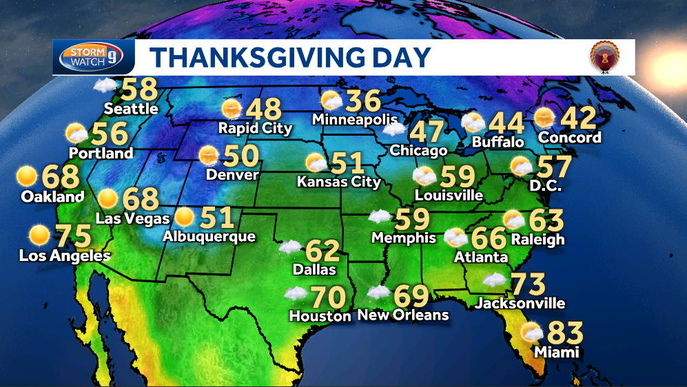 Traveling for Thanksgiving? Weather looks good in New England, most of ...