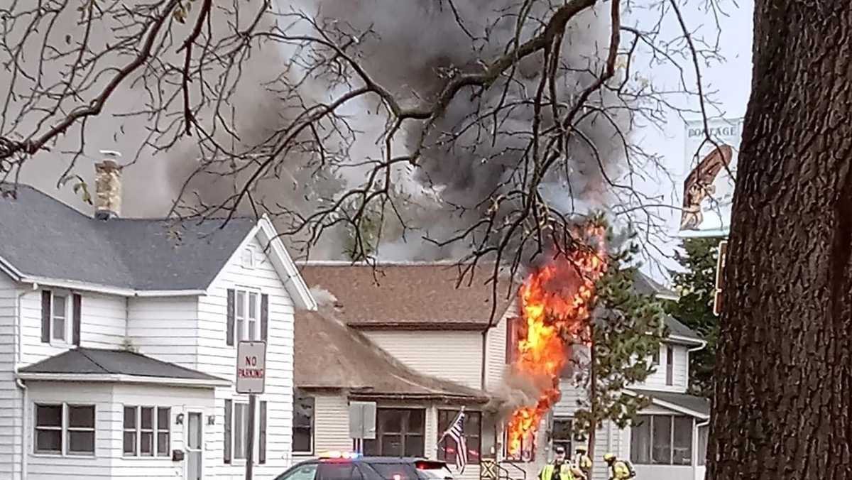 Lightning strike sparks house fire, utility problems in Portage