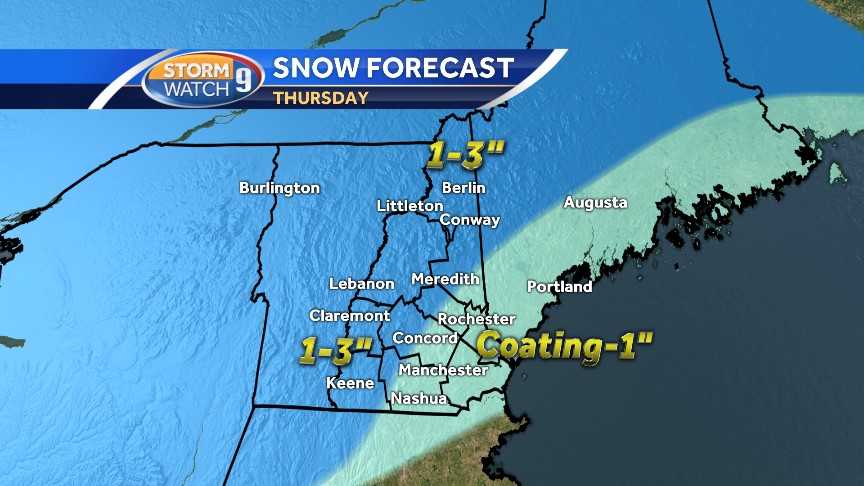 Light snow pushes through New Hampshire