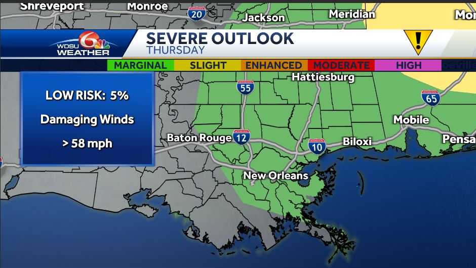 Warmer Today and Low Chance Severe Weather Thursday