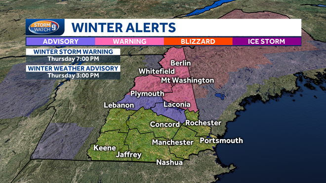 New Hampshire weather update: Snow, wintry mix, rain on way