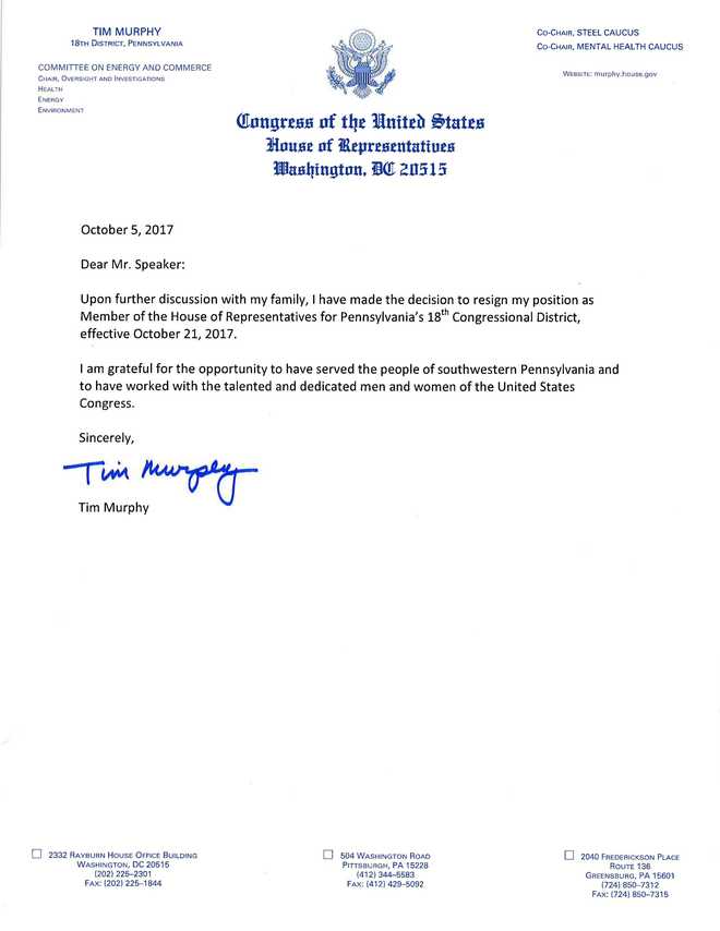 GOP Rep. Murphy resigning after reports of affair