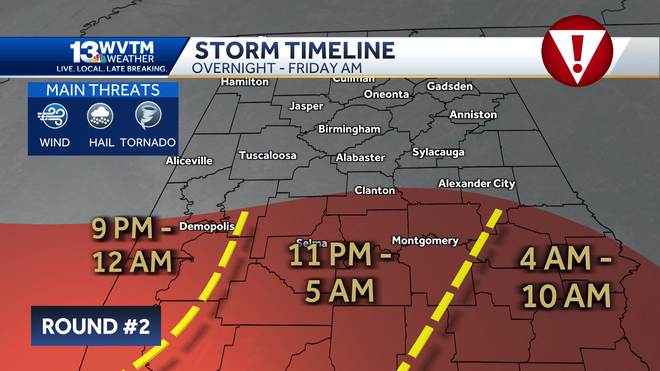Alabama tornado risk as severe thunderstorms cross state