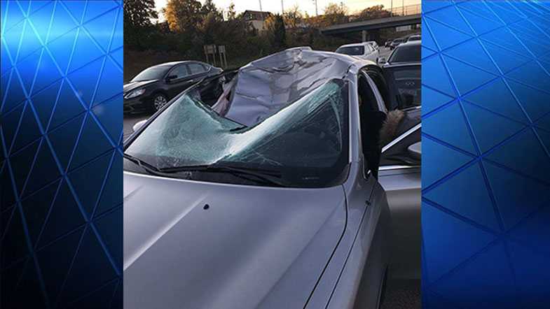 Tire smashes into Oak Creek woman's car