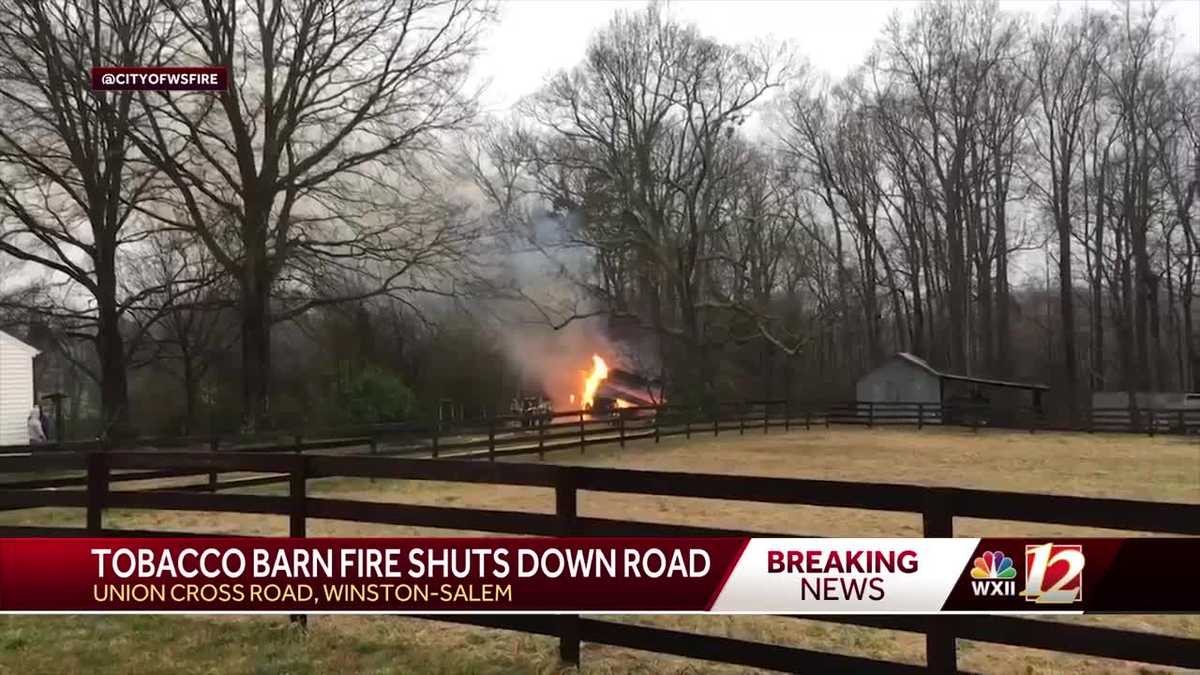 Tobacco barn fire closes part of road
