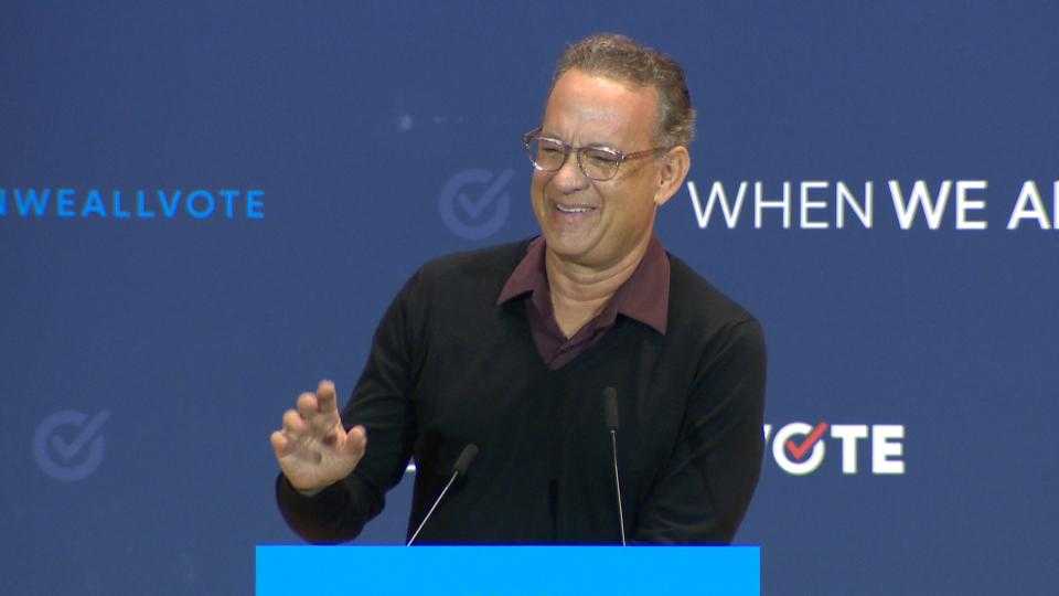 Tom Hanks urges people to vote at Pittsburgh event