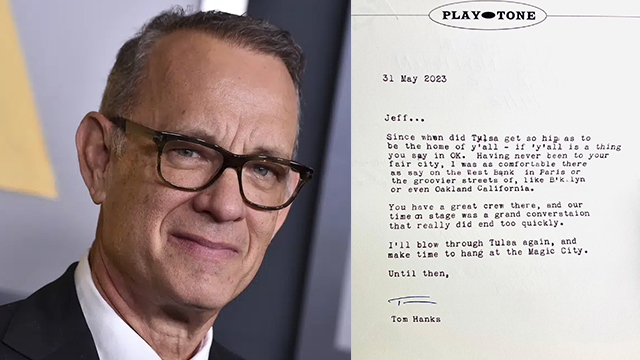 Tom Hanks writes letter to Tulsa bookstore after recent tour stop