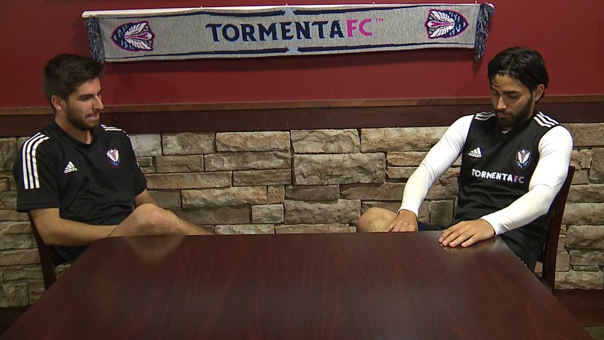 Two Tormenta FC players watching their homes during COVID-19