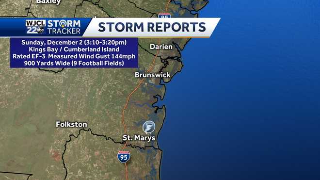 Tornado that hit southeast Georgia had winds measured at 144mph