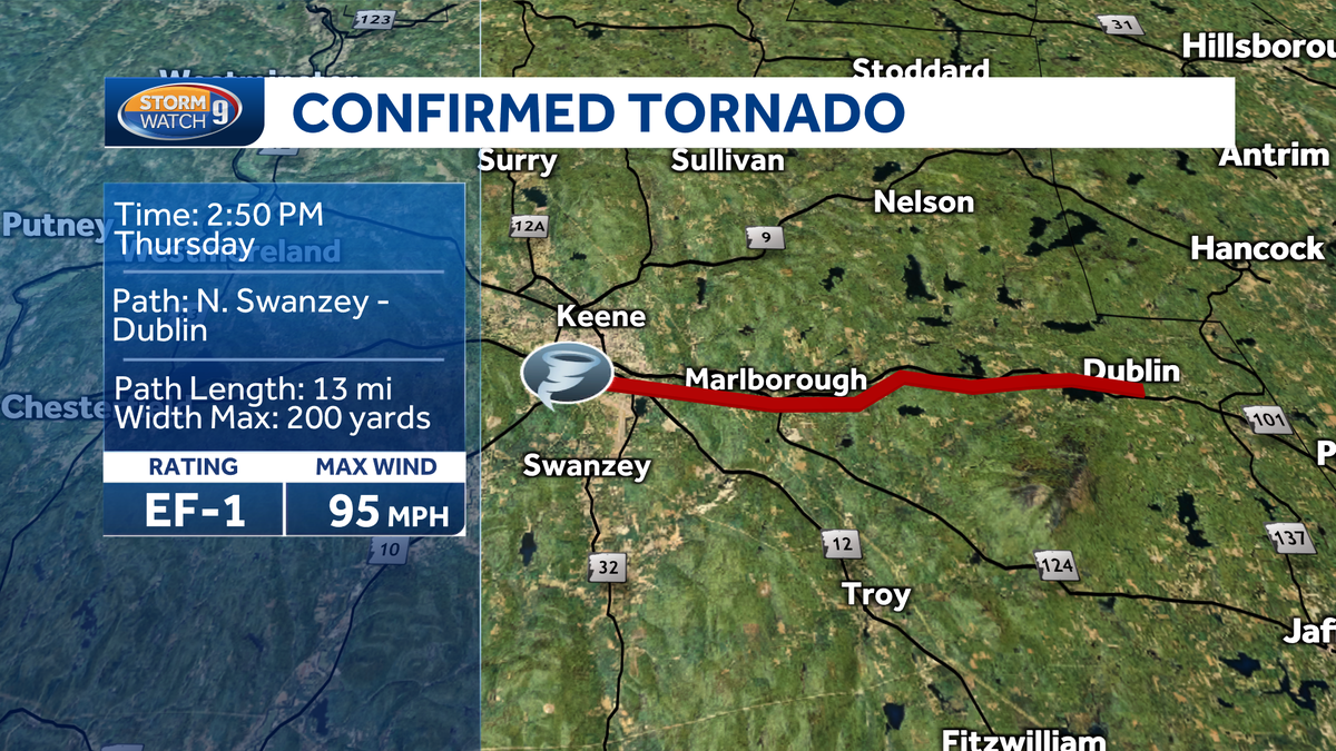 New Hampshire tornado touchdown confirmed in a few towns