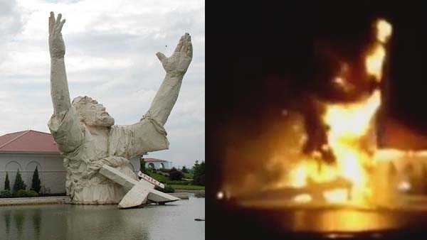 Archives: The day 'Touchdown Jesus' was torched by lightning