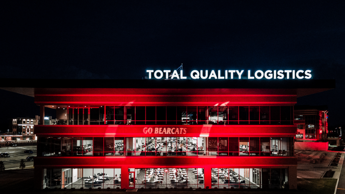 TQL headquarters lights up in red to support UC Bearcats