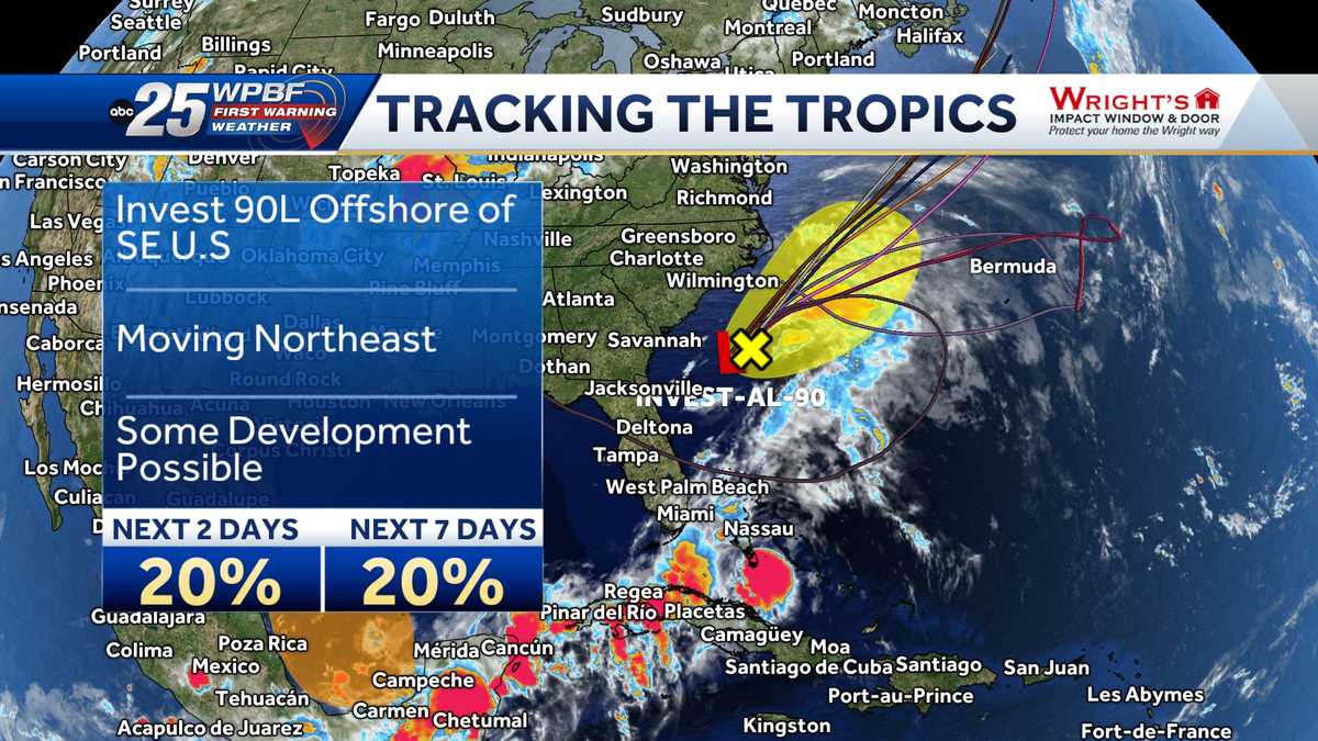 National Hurricane Center tracking Invest 90-L off US eastern coast