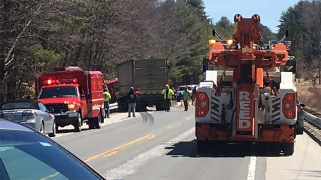 3 hurt after tractor-trailer collides with truck on Route 114