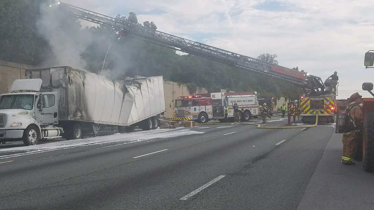 PHOTOS: Tractor-trailer fire blocks SB I-95 traffic in Howard County