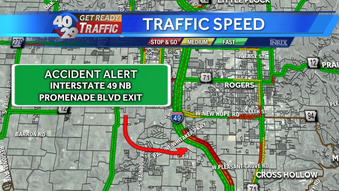 Accident Alert: Crash on I-49 NB at the Promenade Exit