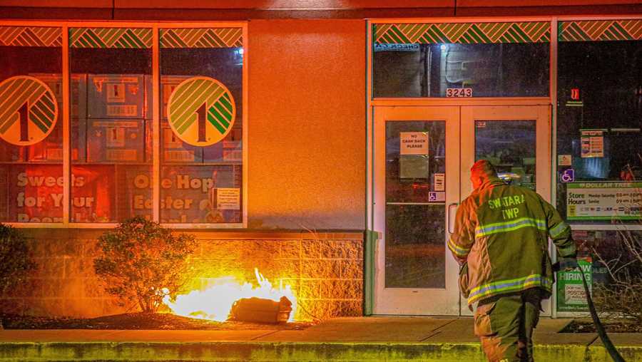 Trash bursts into flames outside Dollar Tree in Dauphin County, Pa.