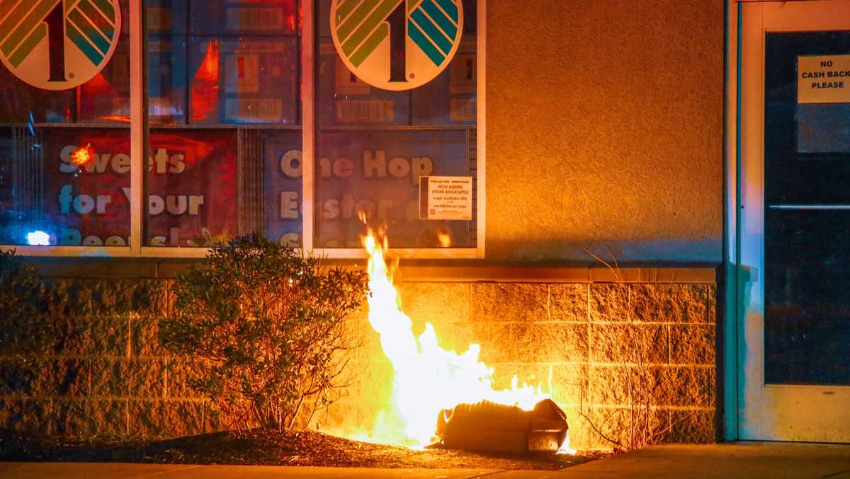 Trash bursts into flames outside Dollar Tree in Dauphin County, Pa.