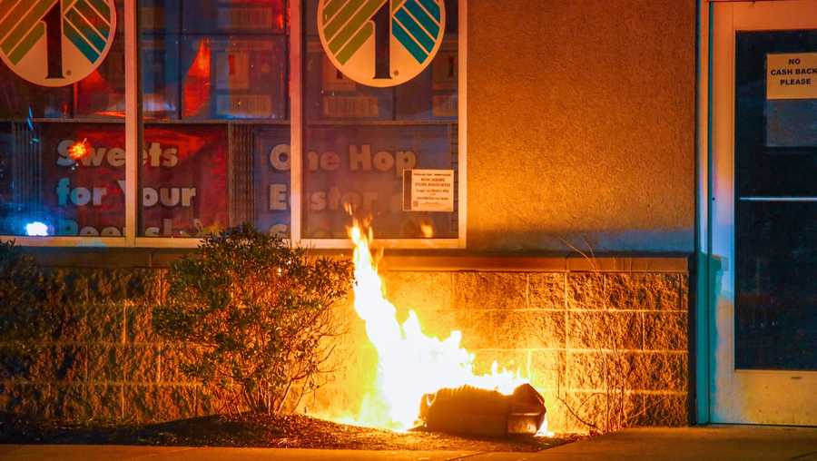 Trash bursts into flames outside Dollar Tree in Dauphin County, Pa.