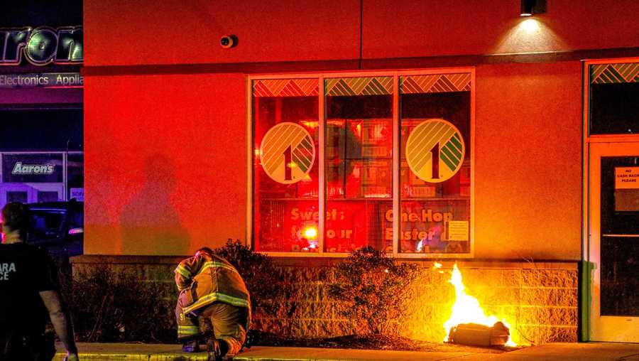 Trash bursts into flames outside Dollar Tree in Dauphin County, Pa.