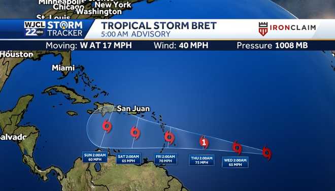 Tracking rain throughout the workweek and Tropical Storm Bret