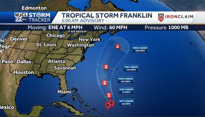 Tracking Franklin and likely tropical development in the Gulf