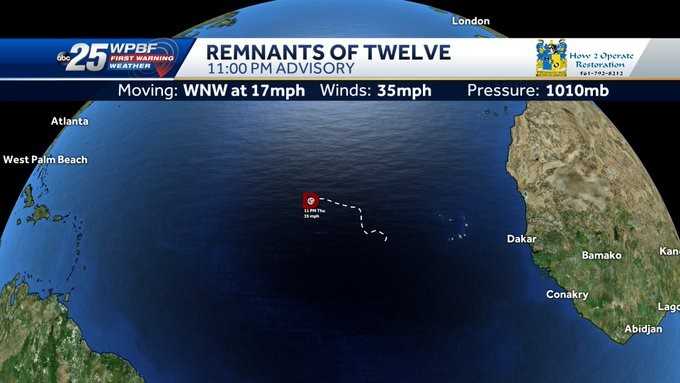 Tropical Depression 12 path