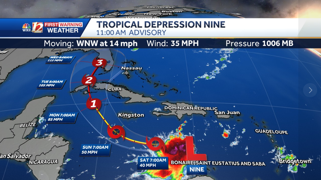 Tropical Depression 9 forms, could hit Florida as a hurricane