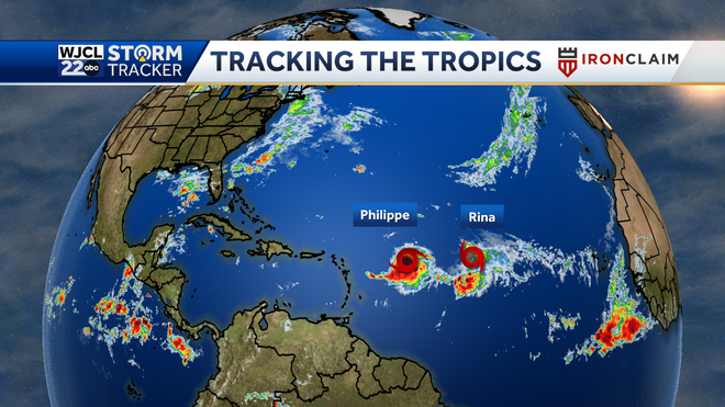 Tropical Update: Philippe and Rina's current tracks