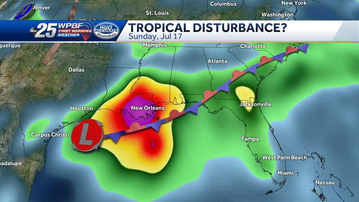 Tropical disturbance developing along Gulf Coast