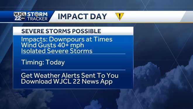 Savannah: Severe thunderstorms, heavy rain, and gusty winds
