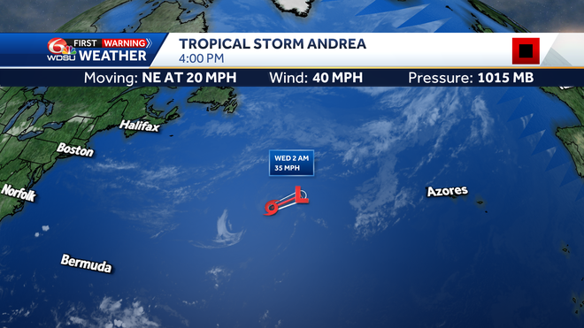 Tropical Storm Andrea becomes first named storm in Atlantic