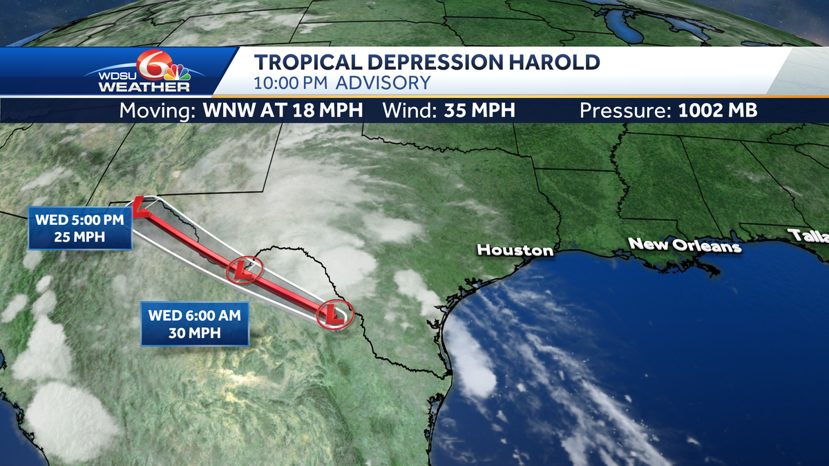 Tropical Depression Harold weakens over Texas and Mexico