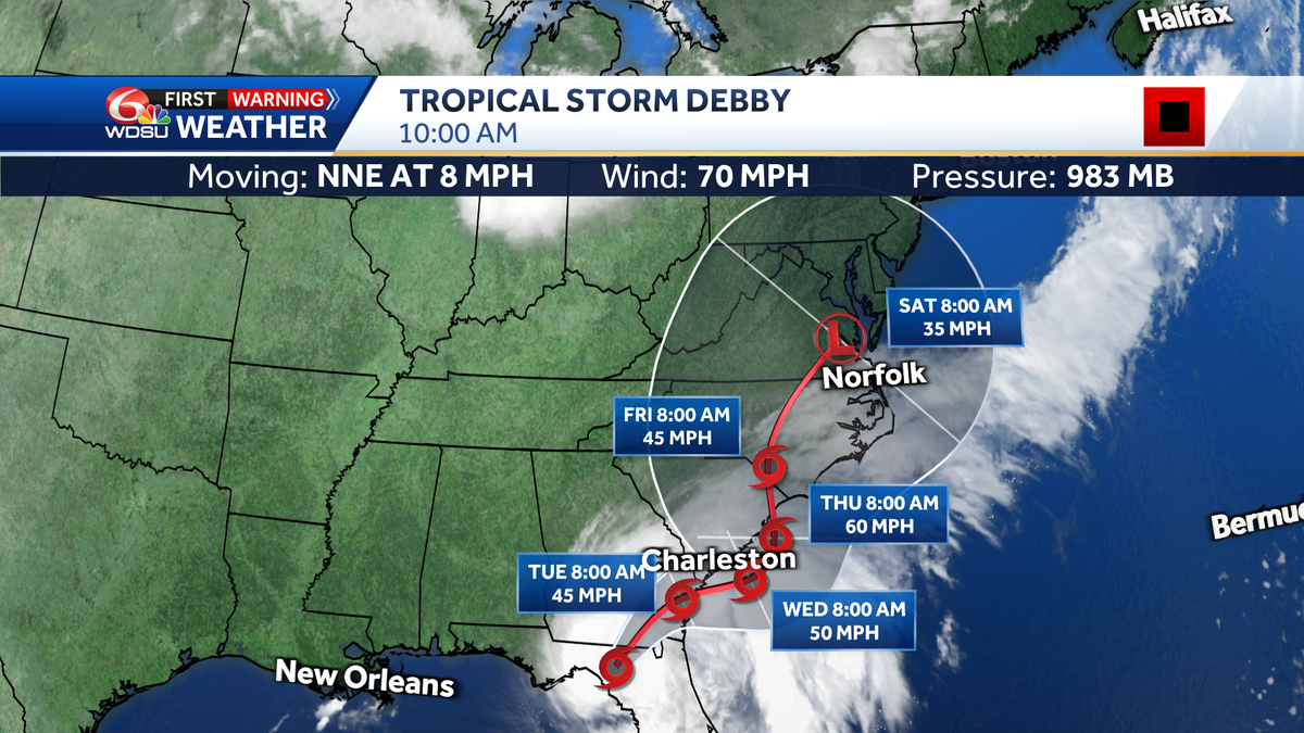 Hurricane Debby weakens to tropical storm after landfall