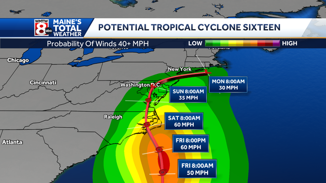 Potential Tropical Cyclone 16 to bring heavy rain to Maine