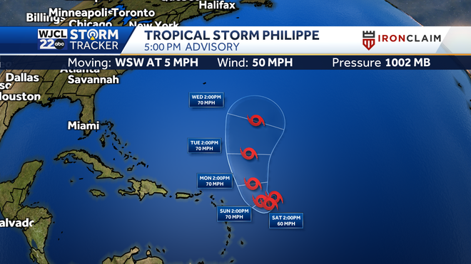 Tropical Update: Philippe and Rina's current tracks