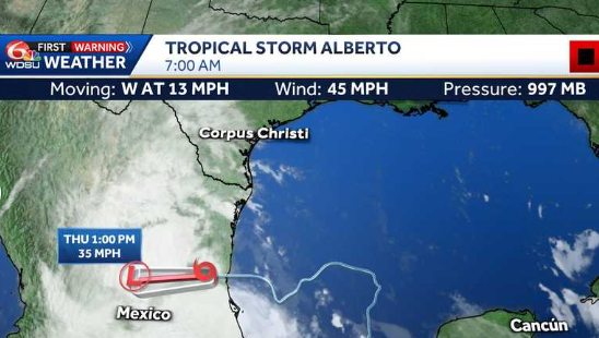Tropical Storm Alberto weakens to depression