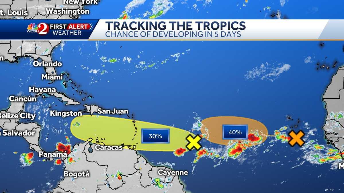 Tropics: 2 systems with chance of developing, hurricane center says