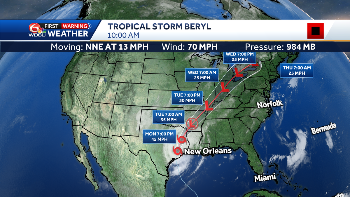 Louisiana impacts expected from Hurricane Beryl