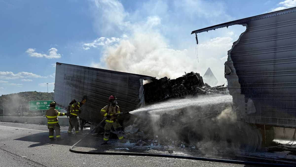 Tractor-trailer catches fire, closes several lanes of I-65 in Pelham