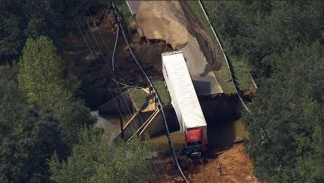 Video shows tractor trailer over collapsed highway in SC