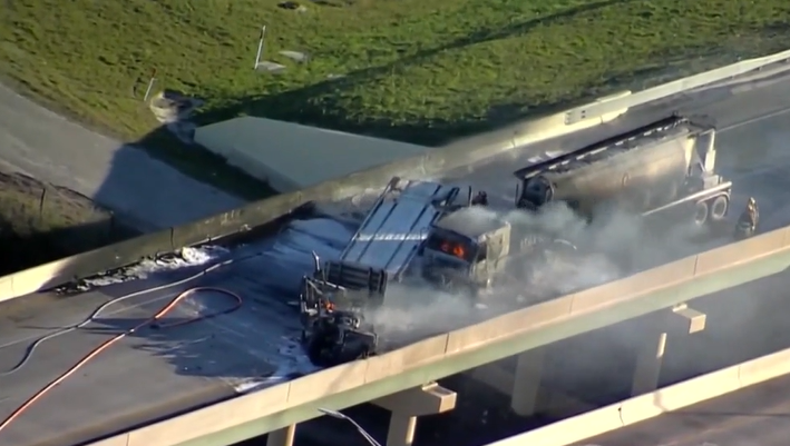 Westbound lanes of SR-528 reopen after fiery semi crash