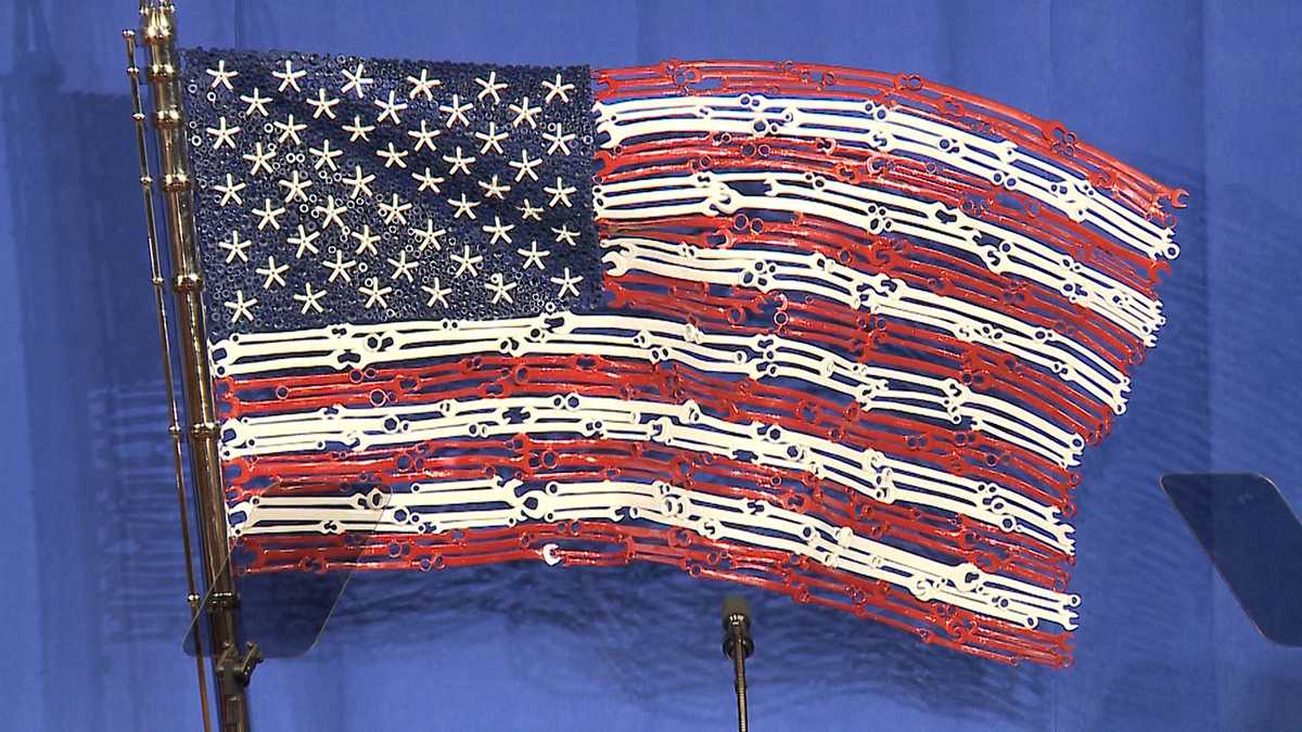 About that flag that shared the stage with President Trump...