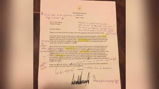 English teacher mails President Trump's letter back with edits and ...