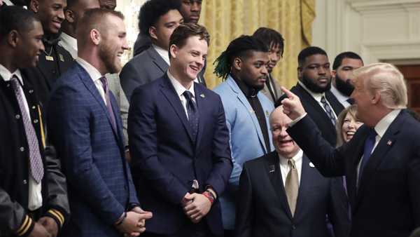 Trump welcomes LSU to the White House, calls Joe Burrow a 'young Tom Brady'