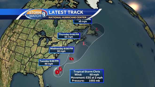 Tropical Storm Chris forms off East Coast