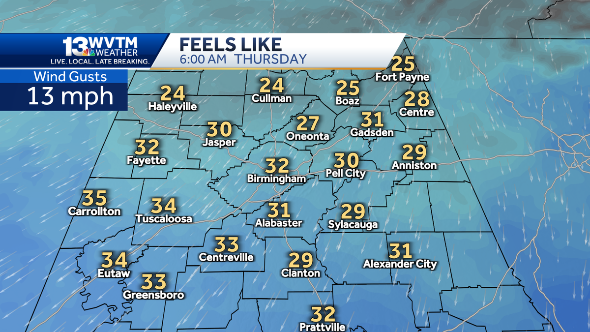 Alabama forecast: Cold front brings gusty winds and colder air